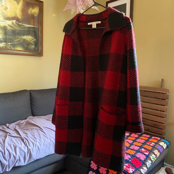 Max Studio | Sweaters | Buffalo Check Sweater Jacket Ladies Small ...
